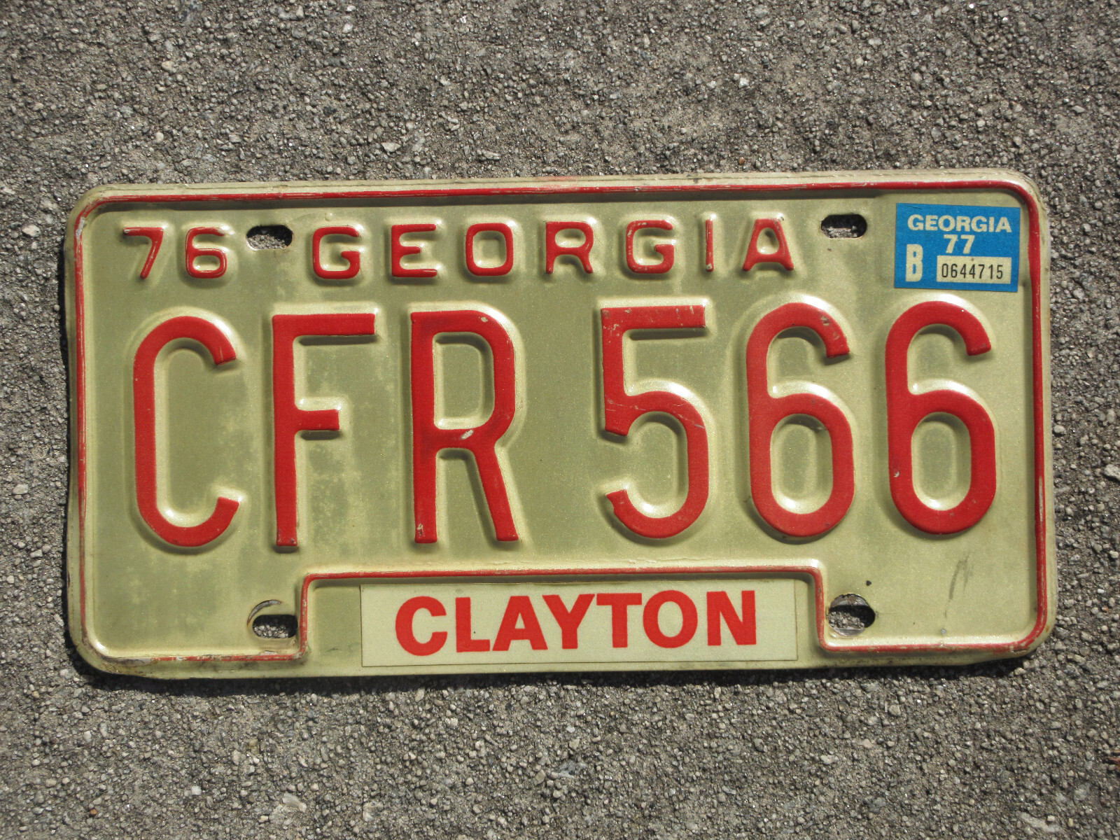 1977 Georgia License Plate CFR 566 GA Chevrolet Dodge Ford Chevy 1976 ...