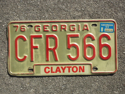 1977 Georgia License Plate CFR 566 GA Chevrolet Dodge Ford Chevy 1976 ...