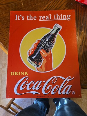 Coca Cola Coke Real Thing Bottle Advertising Vintage Retro Style Metal ...