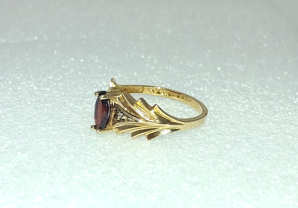 Vintage 10k Yellow Gold Red Garnet Diamond Chip Women's Evening ...