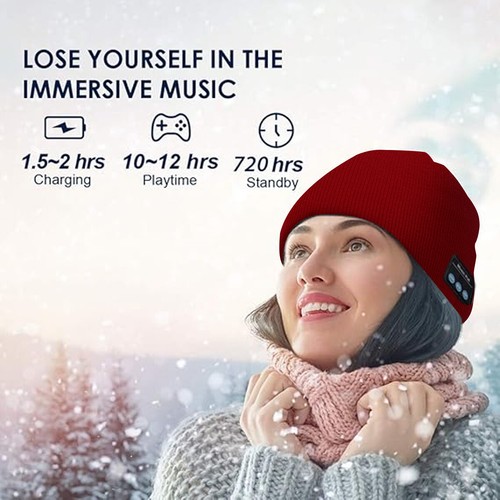 Bluetooth Wireless Cap Beanie Hat Handsfree Music Headphone Speaker ...