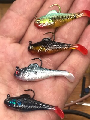 4 x Micro Fishing Lures Pike Perch Trout Chub Soft Plastic jelly Baits ...