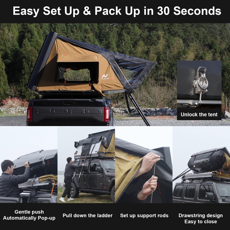 Naturnest ABS Clamshell Roof Top Tent Hardshell Camping Overland Tent w ...