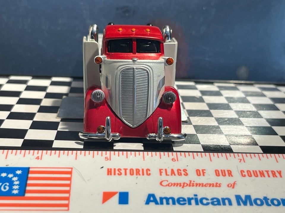 1/64 FORD CUSTOM COE CAR HAULER TRANSPORTER FLATBED RED AND WHITE M14 ...