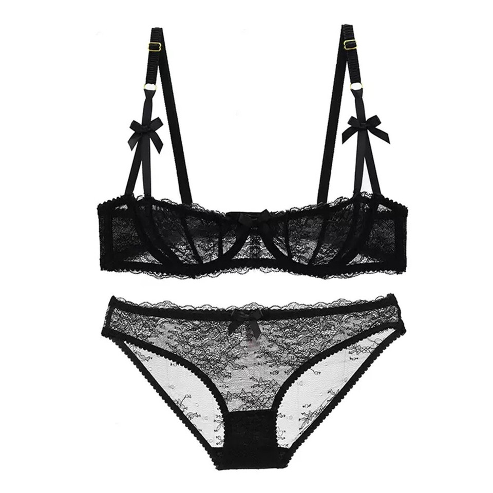 Half Cup Womens Bras Set Floral Lace Brassiere Unlined Sexy Lingerie AA ...