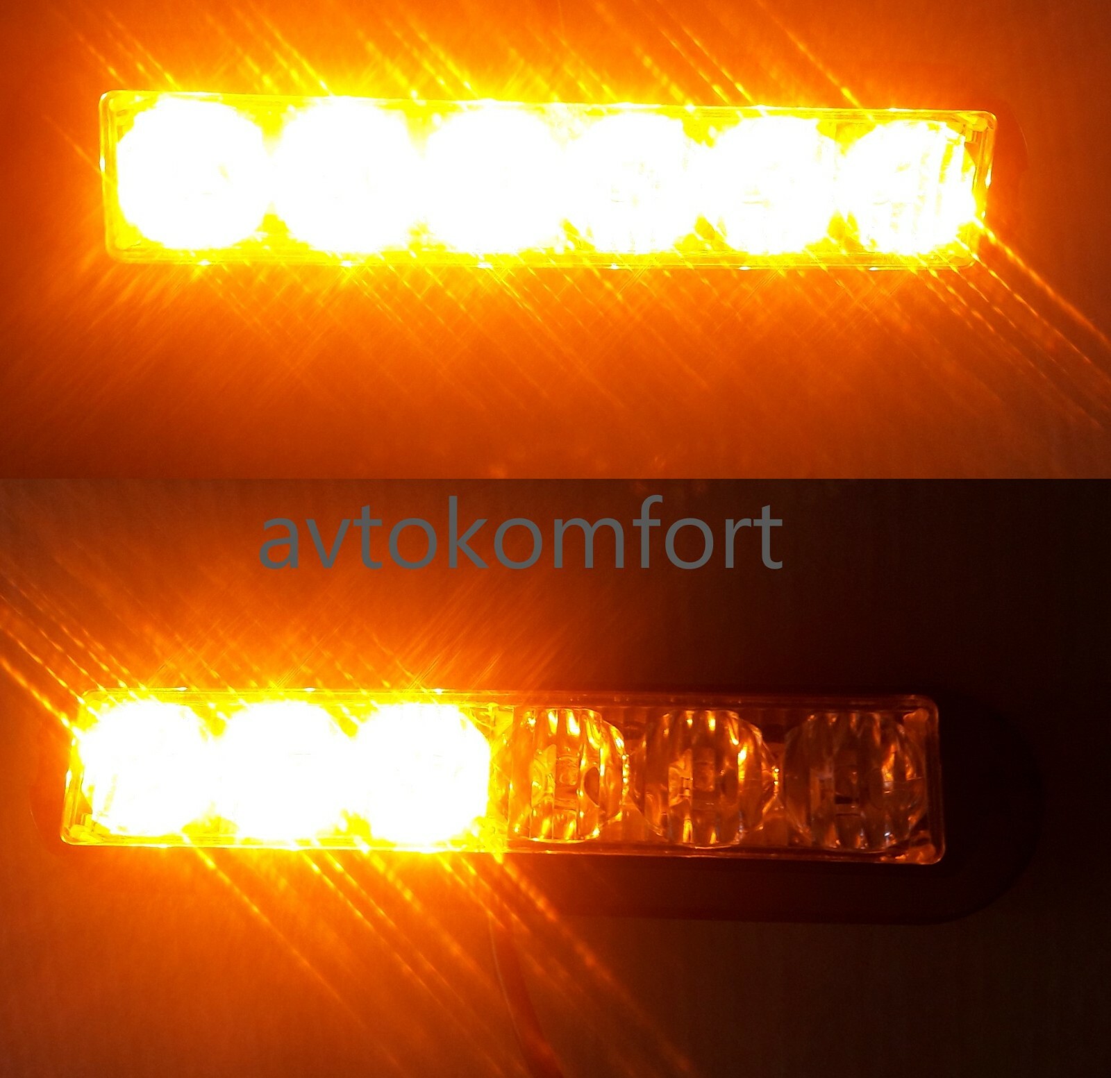 2 PCS Van Flashing LED Strobe Lights Amber Beacons Bar 12/24 V Recovery ...