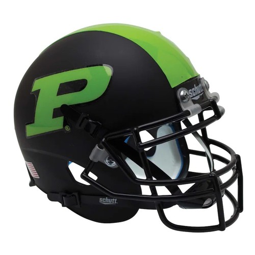 Black Matte Purdue Boilermakers Green Stripe Mini Helmet Schutt ...