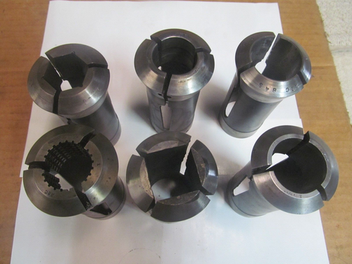 LOT OF 6 #22C COLLETS, 1", 1-1/8, 1-17/64, 1-3/8" RD, 1" HEX & 1-1/16 ...