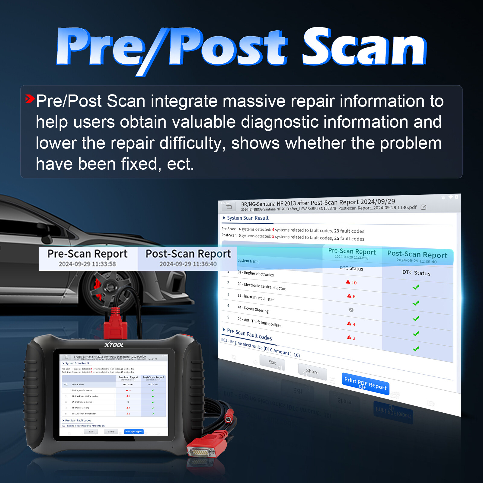 XTOOL IP900 Car Full Diagnosis Tool Bidirectional Scanner Pre-Post Scan ...