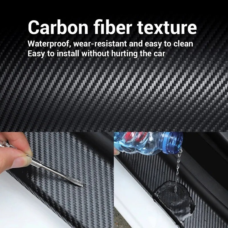 Nano Carbon Fiber Car Sticker DIY Paste Protector Strip Auto Door Sill ...