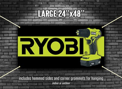 Ryobi garage art workshop man cave shop banner 24"x48" drill driver | eBay