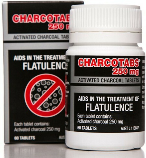 Charcotabs 250mg 60 Tablets Flatulence Bloating Relief for sale online ...