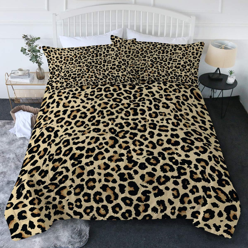 Leopard Comforter Set Animal Print Cheetah Full/Queen Bedding 3 Piece ...