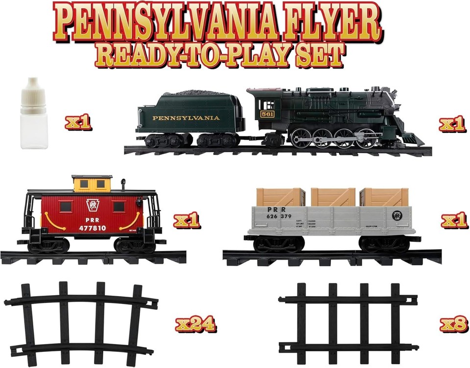 Pennsylvania Flyer Freight Toy Train Set with Track & Lights | eBay