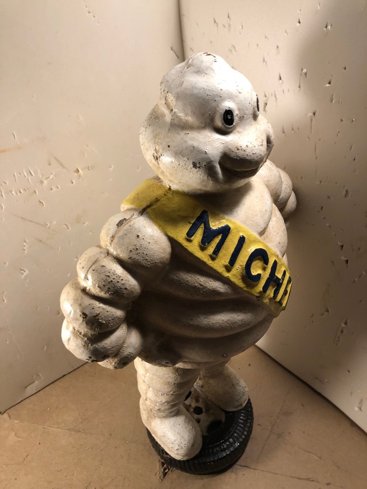 vintage Michelin Bibendum Tire Man tire sign, Cast Iron 15" statue ...