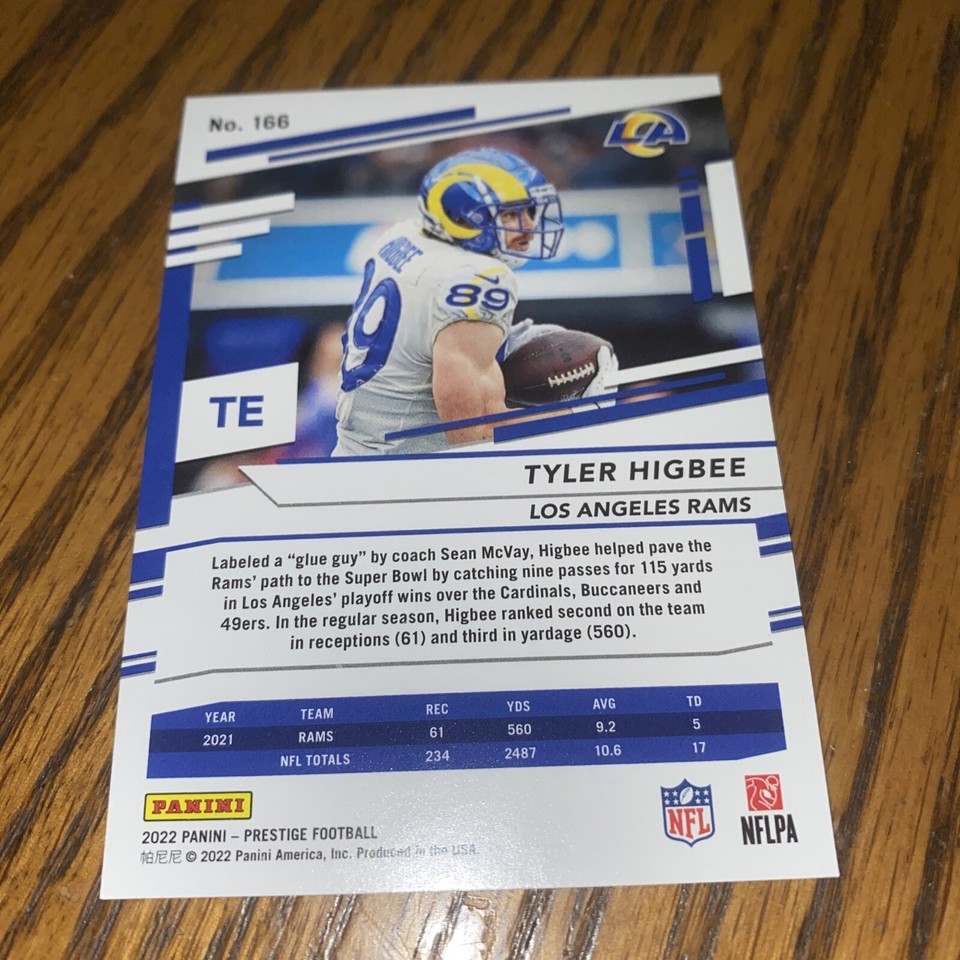 TYLER HIGBEE 2022 Prestige Xtra Points Diamond Parallel Card #166 Rams ...