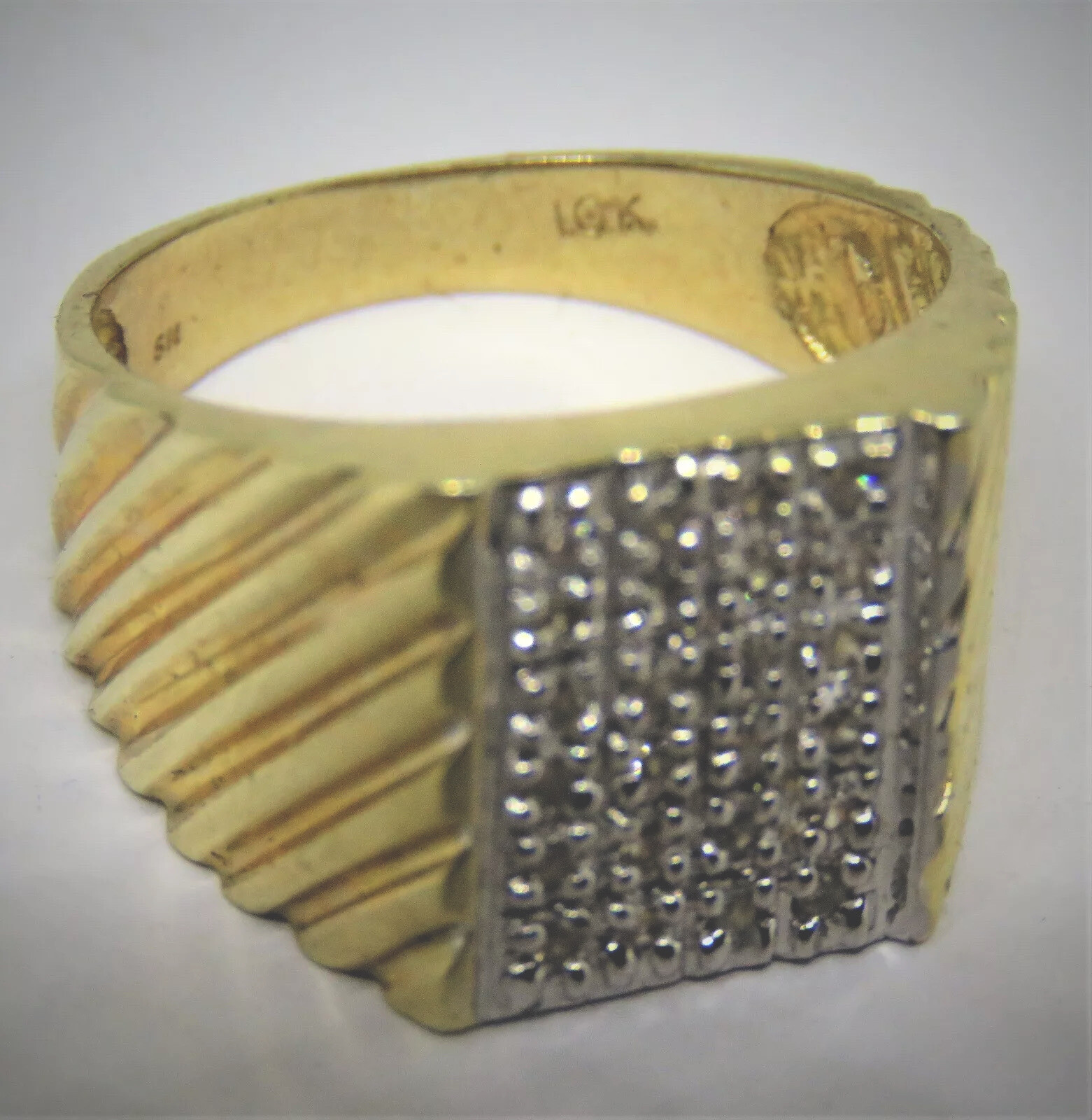 MENS GENUINE DIAMOND Kentucky CLUSTER RING, 10K YELLOW GOLD ,SIZE 10.25 ...