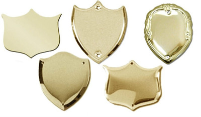 GOLD SHIELDS ENGRAVING PLATES AWARD CARTOUCHE ENGRAVED INGRAVED FREE P ...