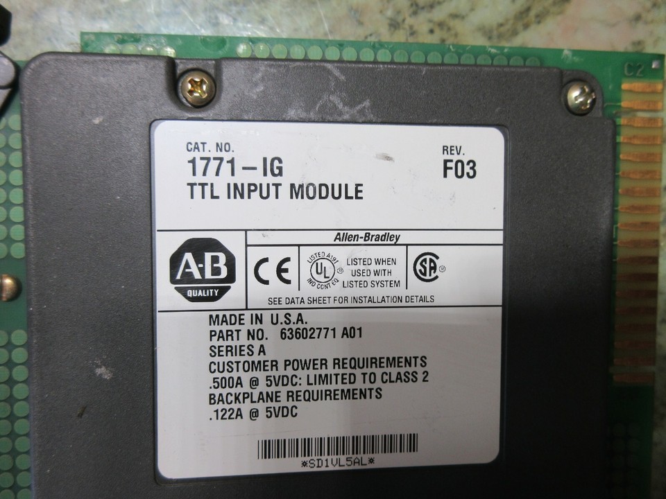 ALLEN BRADLEY TTL INPUT MODULE CAT. NO. 1771-IG REV. F03 63602771 A01 ...