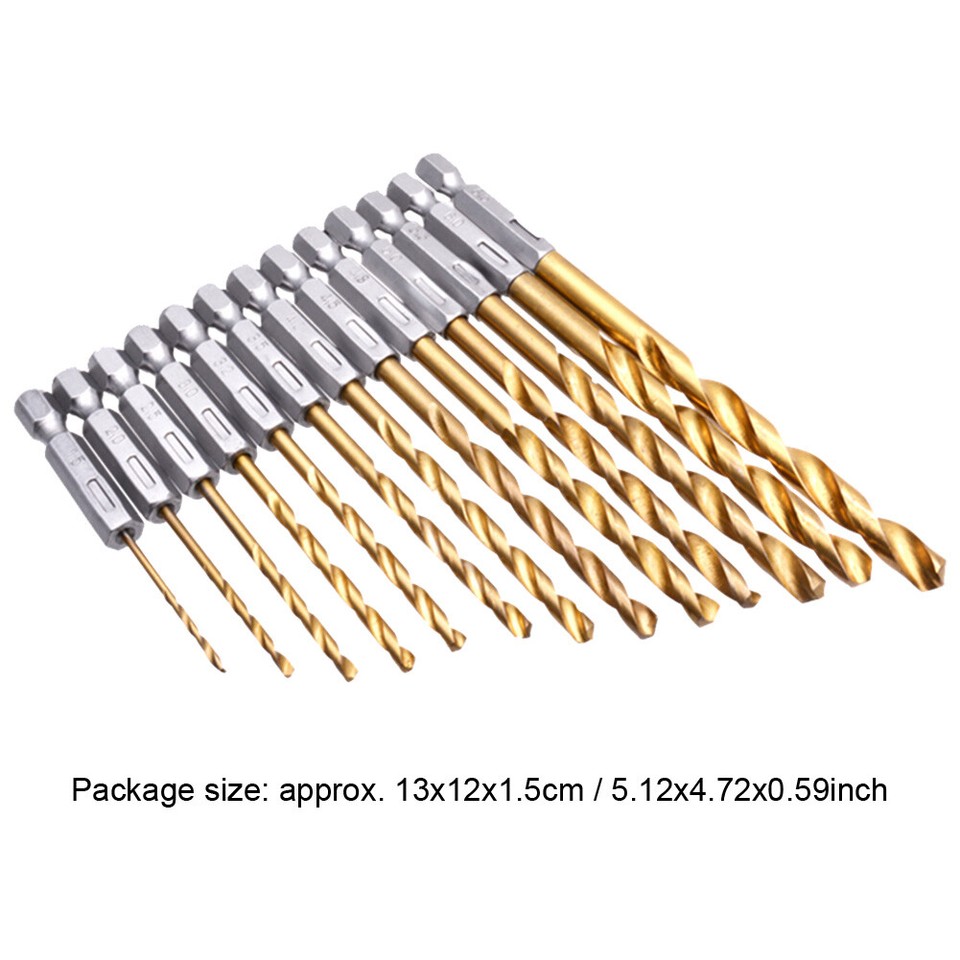13 PCS 1/4inch Hex Shank Drill Bits Impact Driver Twist Drill Bit Set 1 ...