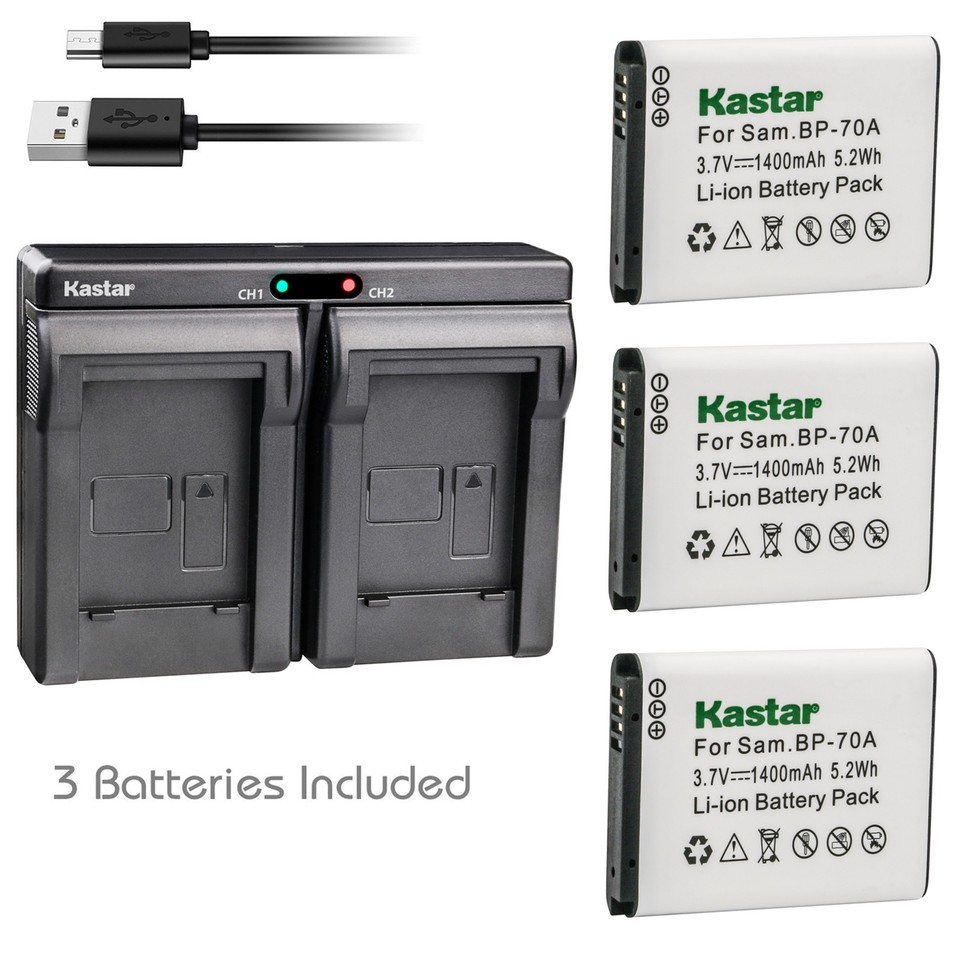 Kastar Battery Dual USB Charger for Samsung BP-70A & Samsung ES78 ES80 ...