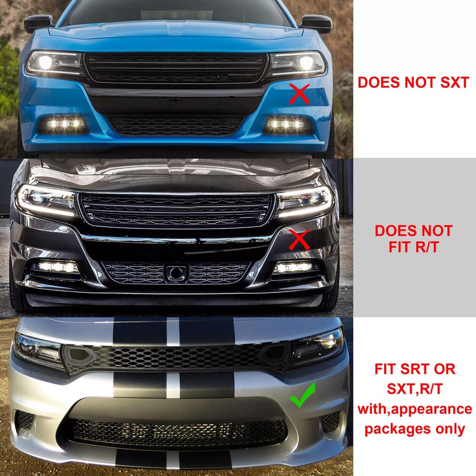 For Dodge Charger SRT RT GT Scat Pack 2015-2022 Front Upper Grille Dual ...