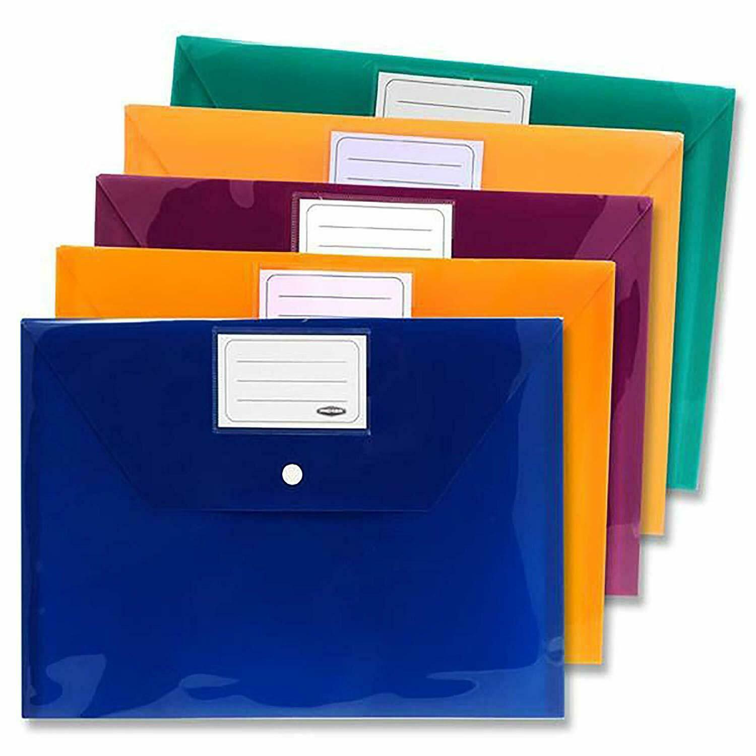 Set of 5 A4 Storage Wallet Document Filing Paper Office Card Pocket ...