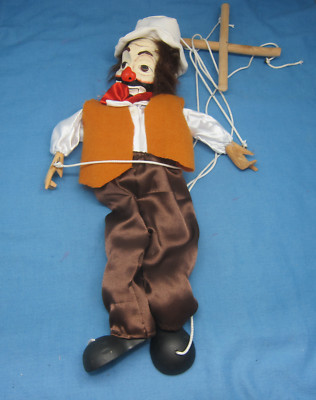 Carved Wood Marionette EMMETT KELLY Weary Willlie Puppet Hobo Clown | eBay