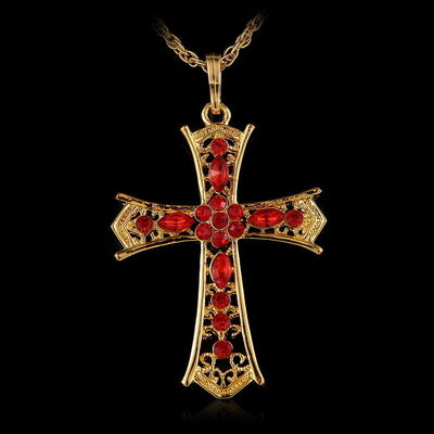 New Fashion Red Cross Gold Crystal Pendant Necklace with gift bag | eBay