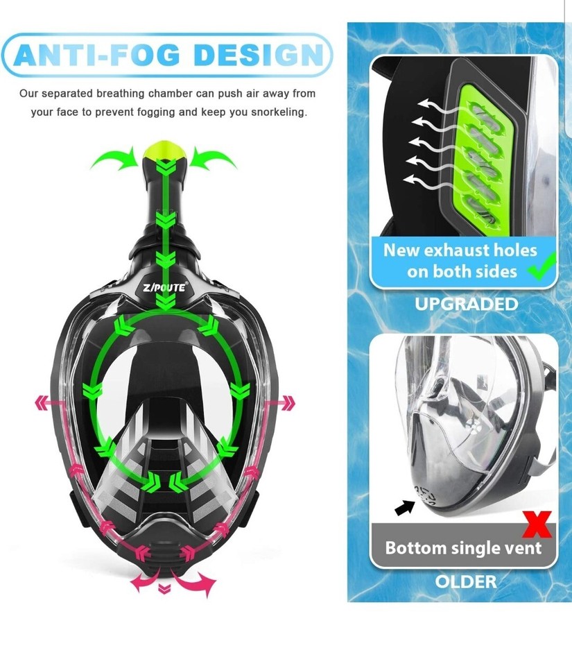 Adults Scuba Diving Full Face Mask Snorkel Goggles Anti-Fog Anti-Leak S ...