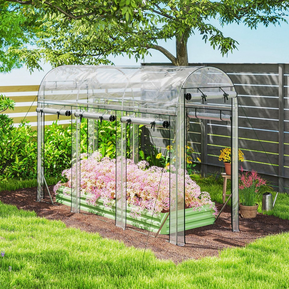 Walk-in Tunnel Greenhouse, Hoop House Greenhouse with 8 Roll-Up Doors ...