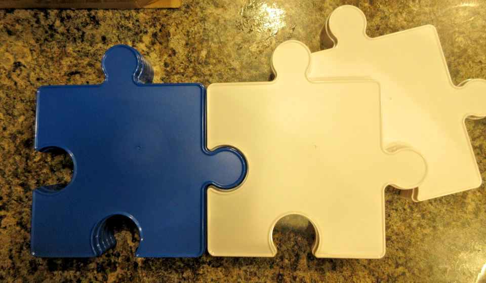 8 Puzzle Piece Sorters, Blue & White Puzzle Pieces for puzzle parts ...