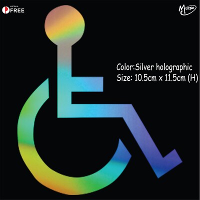 Handicap Symbol Sticker Car Decal-Silver Gloss holographic Rainbow Best ...