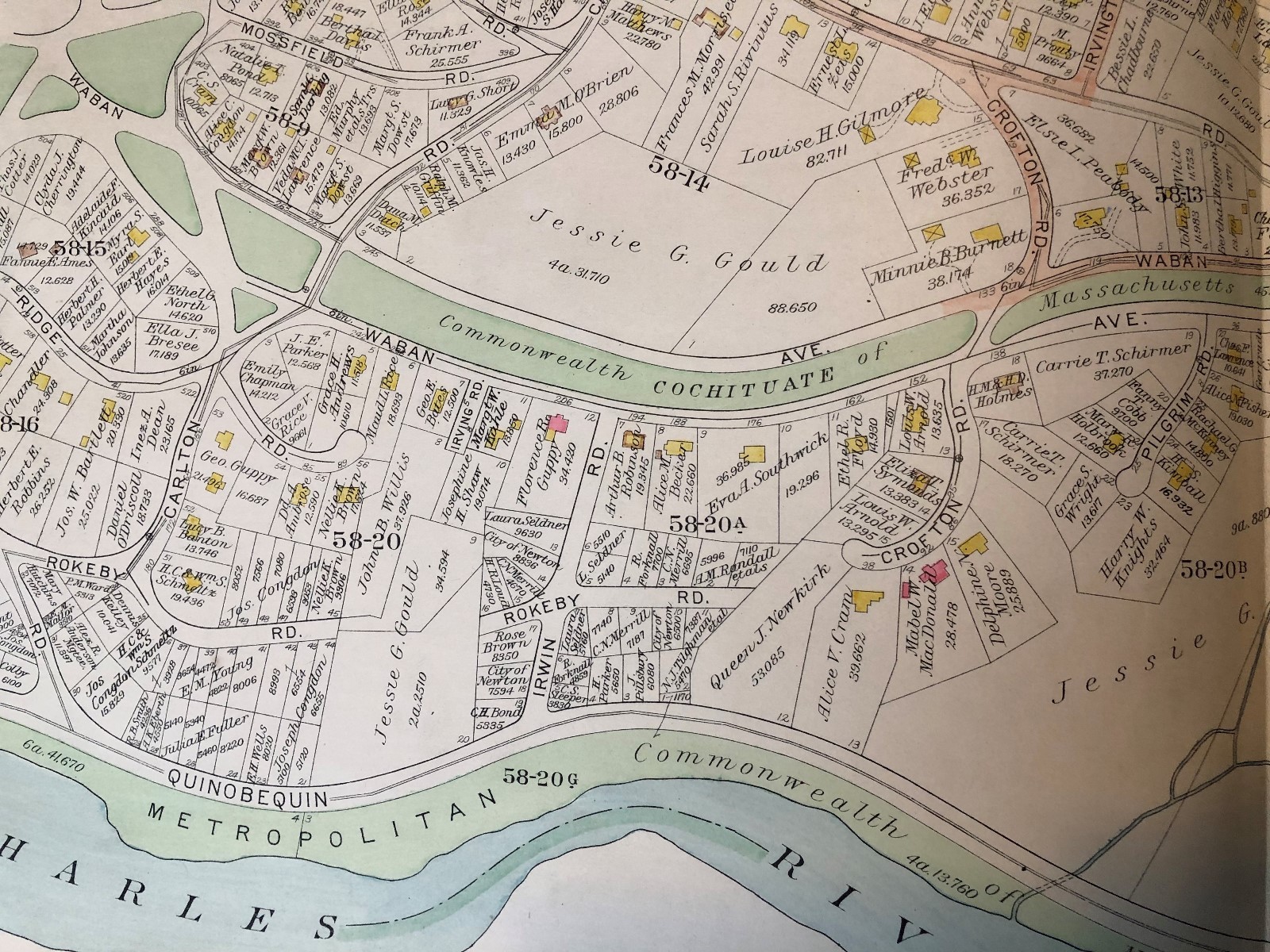 1917 METROPOLITAN & WABAN PARK NEWTON MASSACHUSETTS BRAE BURN C.C ...