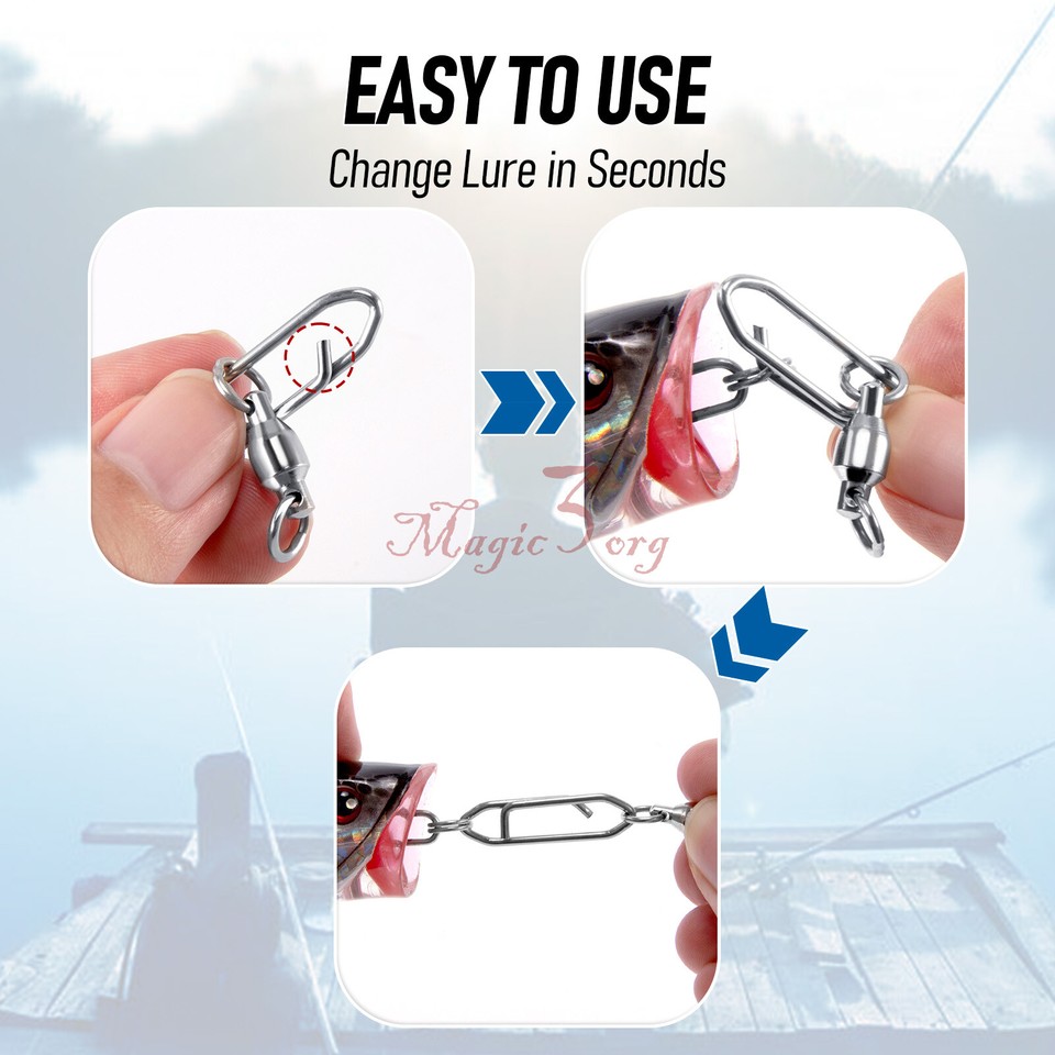 30~100PCS Fishing Power Clips with Swivels Speed Clips Quick Change ...