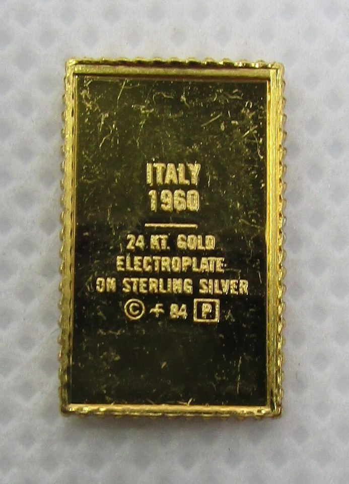 ITALY 1960 24K ON 925 STERLING SILVER INGOT OLYMPIC STAMP | eBay