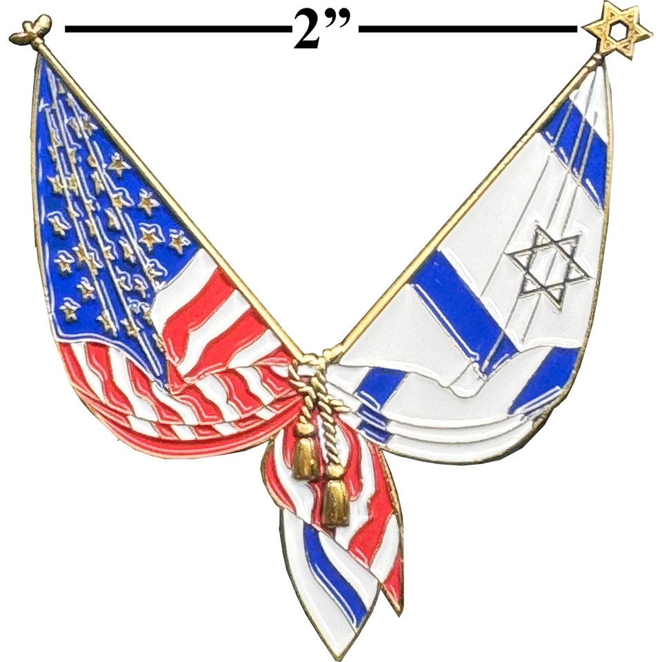 EL4-014 Israel and American Flag Israeli Jewish support Pin 2 inch with ...