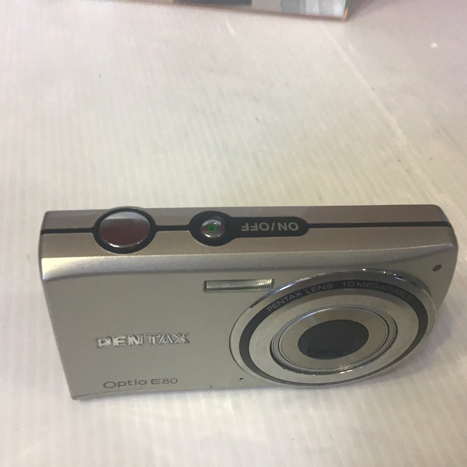 Pentax Optio E80 10.0 MP 3x Optical Zoom F2.9 Digital Camera 2 AA power Silver | eBay