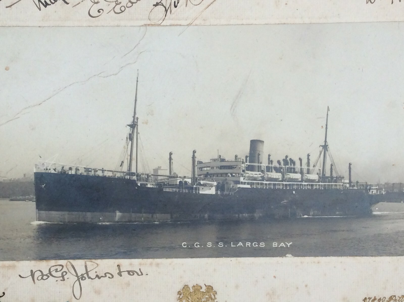 Historic Photo of The SS Largs Bay with Possible Passenger Signatures ...
