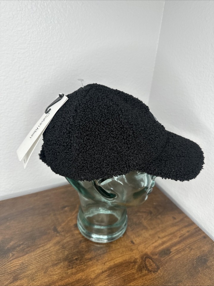 CALVIN KLEIN FAUX FUR SHERPA BLACK HAT ADJUSTABLE CAP StrapBack ...