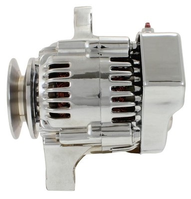 Chrome Mini Alternator Self Excited 1-Wire for Chevy Hot Rod Street Rod ...