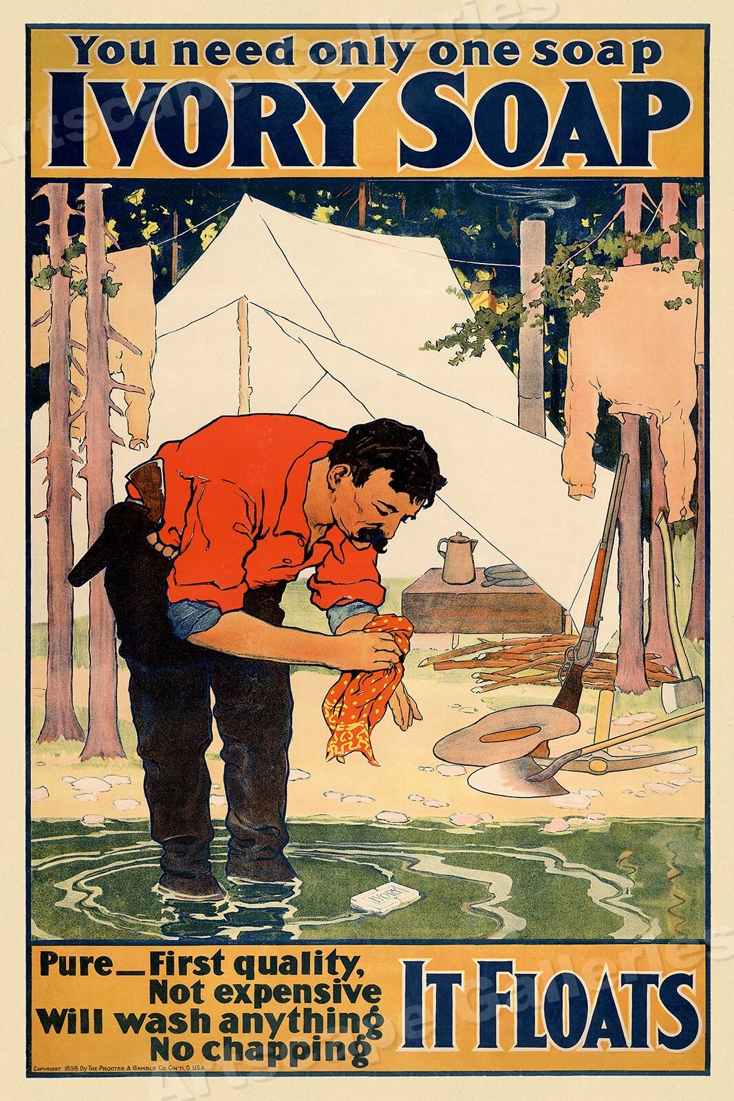 1898 Pure Ivory Soap - It Floats! Vintage Style Advertising Poster ...