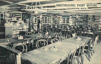 Linen Postcard Greyhound Post House Coldwater MI Branch County | eBay