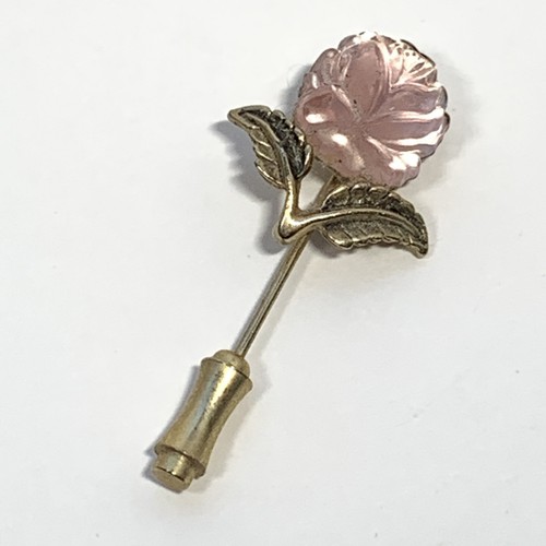 VINTAGE Signed WHITING DAVIS Pink Glass ROSE FLOWER STICK PIN Petite ...
