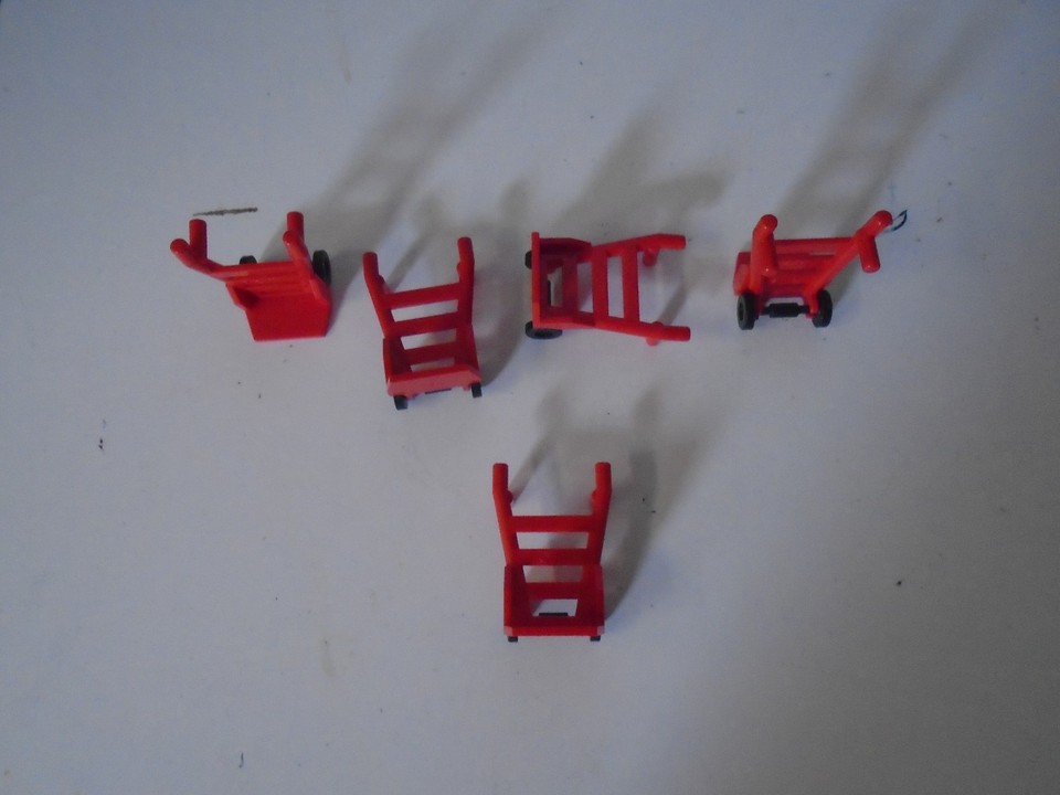 Lego Lot of 5 City Building Plate Red Rolling Cart Dolly Cargo Mover ...