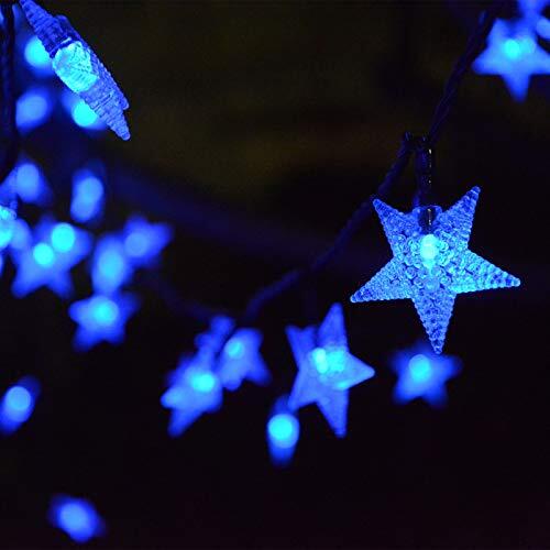 120 Led Blue Solar Star String Lights Waterproof Solar Powered Outdoor ...