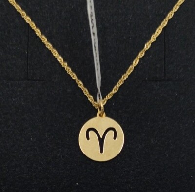 Pendant And Chain Gold 18k 750 Mls. Horoscope Symbol Aries. 10 MM ...