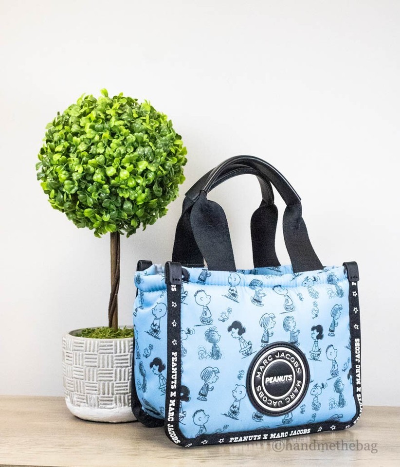 Marc Jacobs X Peanuts Air Blue Mini Puffy Nylon Tote Crossbody Bag ...