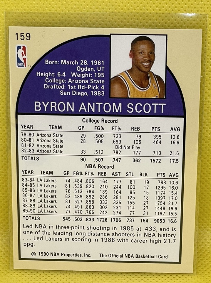 Byron Scott 1990-91 NBA Hoops #159 Los Angeles Lakers | eBay
