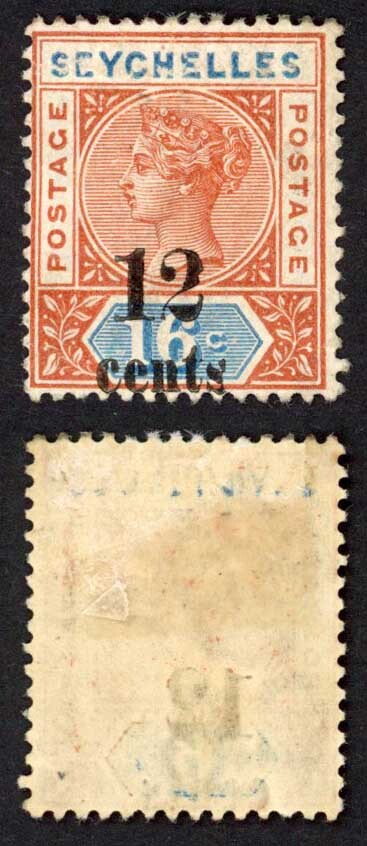 Seychelles SG16 12c on 16c Die 1 Fresh Colours M/M Cat 10 pounds | eBay